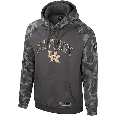 Men's Colosseum Charcoal Kentucky Wildcats OHT Military Appreciation Camo Raglan Pullover Hoodie