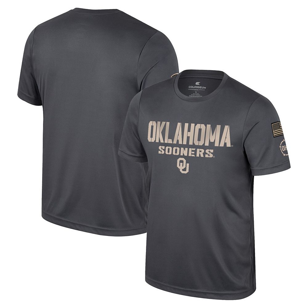 Men's Colosseum Charcoal Oklahoma Sooners OHT Military Appreciation T-Shirt
