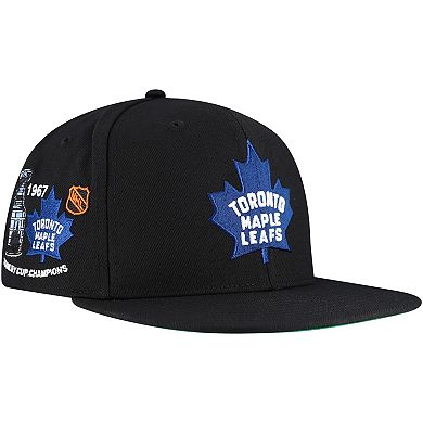 Men's Mitchell & Ness Black Toronto Maple Leafs Core Top Spot Snapback Hat