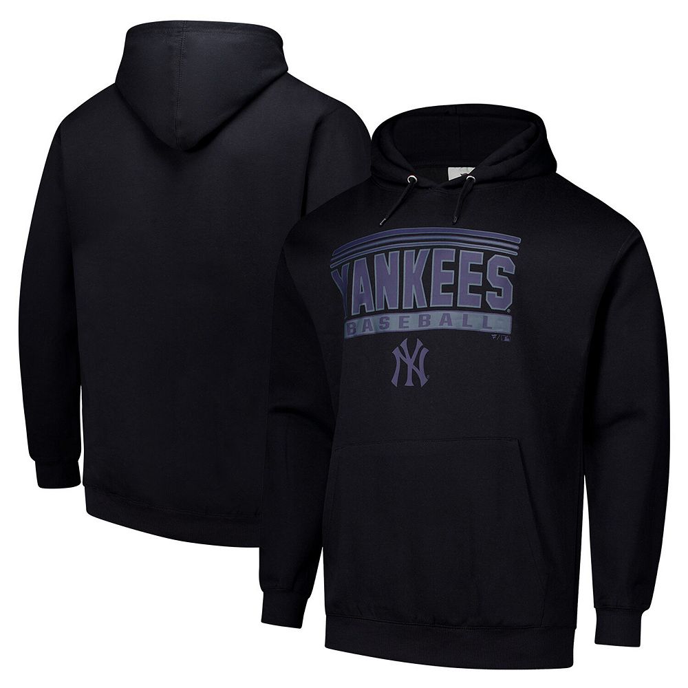 Men's Black New York Yankees Stack Fleece Pullover Hoodie