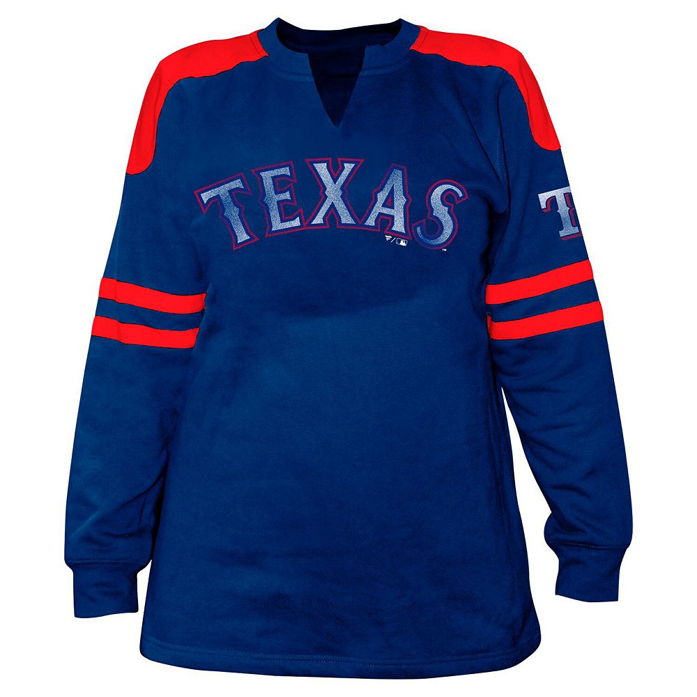 Women's Profile Royal Texas Rangers Plus Size Notch Neck Fleece Long ...