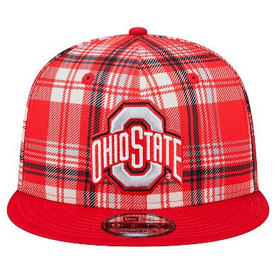 Men's New Era Scarlet Ohio State Buckeyes Plaid 9FIFTY Snapback Hat