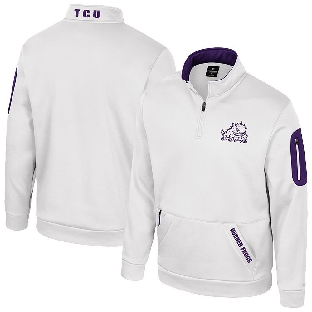 Men's Colosseum White TCU Horned Frogs Mainframe Quarter-Zip Fleece Jacket