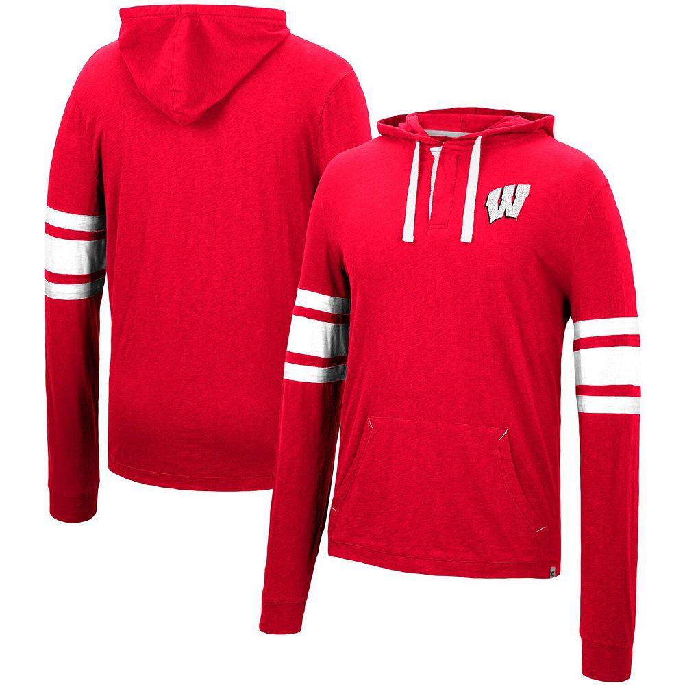 Men's Colosseum Red Wisconsin Badgers Lebowski Hoodie Long Sleeve T-Shirt