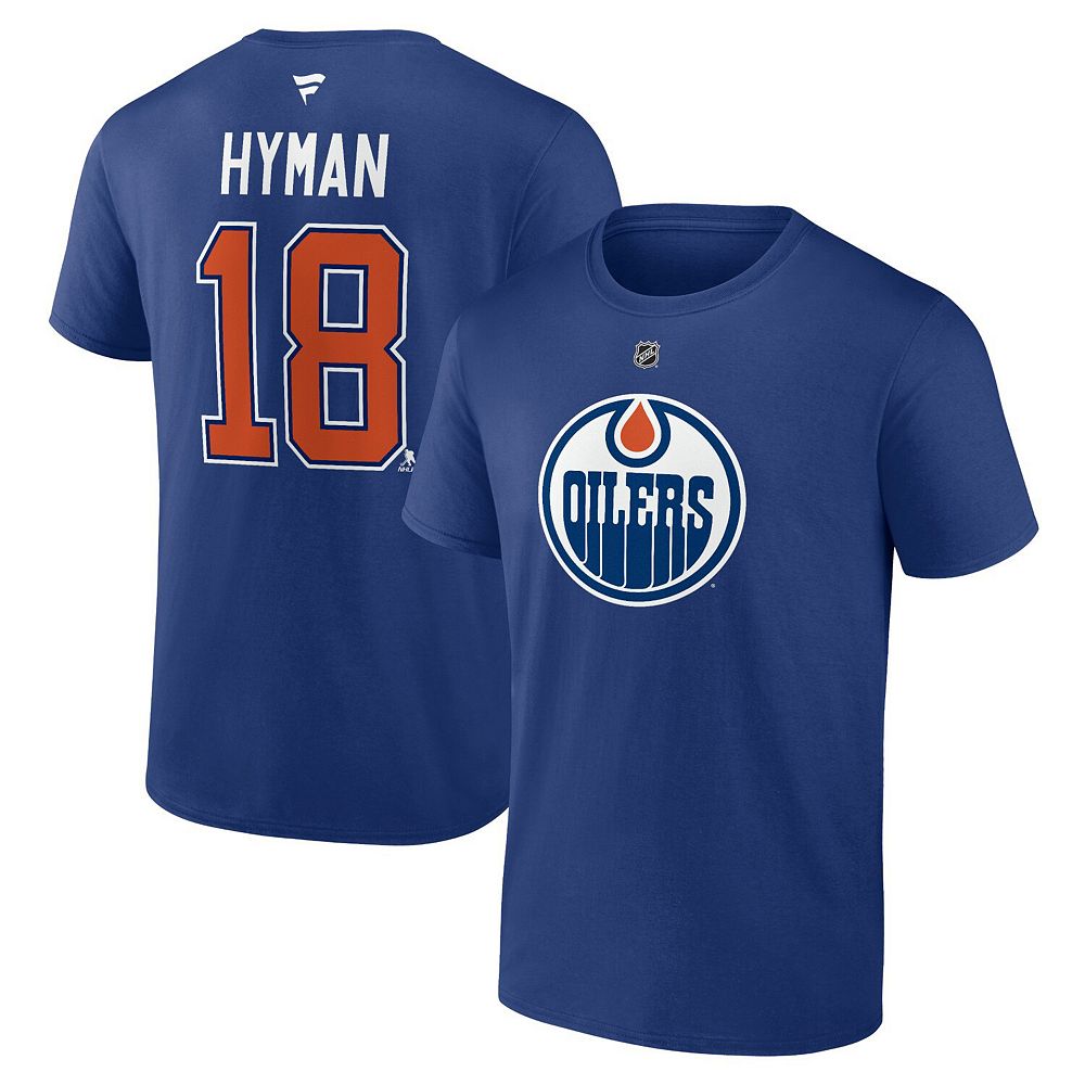 Men's Fanatics Zach Hyman Blue Edmonton Oilers Authentic Stack Name ...