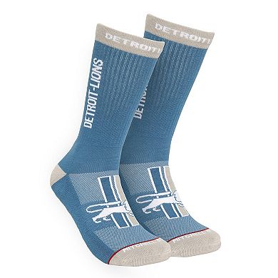 Men's Mitchell & Ness Blue Detroit Lions Throwback Kick Off Crew Socks