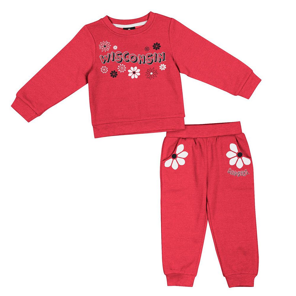 Girls Toddler Colosseum Red Wisconsin Badgers Flower Power Fleece ...