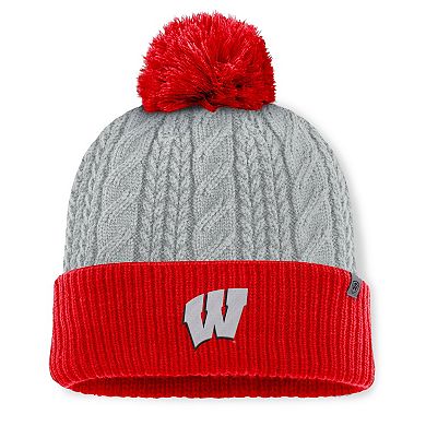 Women's Top of the World Gray/Red Wisconsin Badgers Becca Cuffed Knit ...