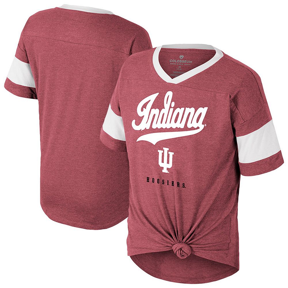 Girls Youth Colosseum Crimson Indiana Hoosiers Frontier Tie Front T-Shirt