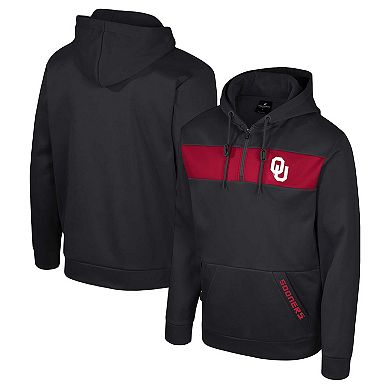 Men's Colosseum Black Oklahoma Sooners Quarter-Zip Hoodie