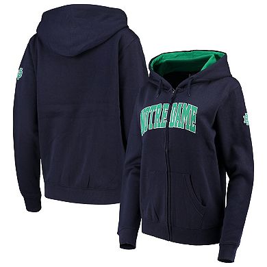 Women's Stadium Athletic Navy Notre Dame Fighting Irish Arched Name Full-Zip Hoodie
