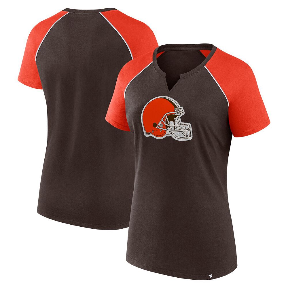 Women's Fanatics Brown/Orange Cleveland Browns Glittered Primary Raglan ...