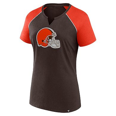 Women's Fanatics Brown/Orange Cleveland Browns Glittered Primary Raglan ...