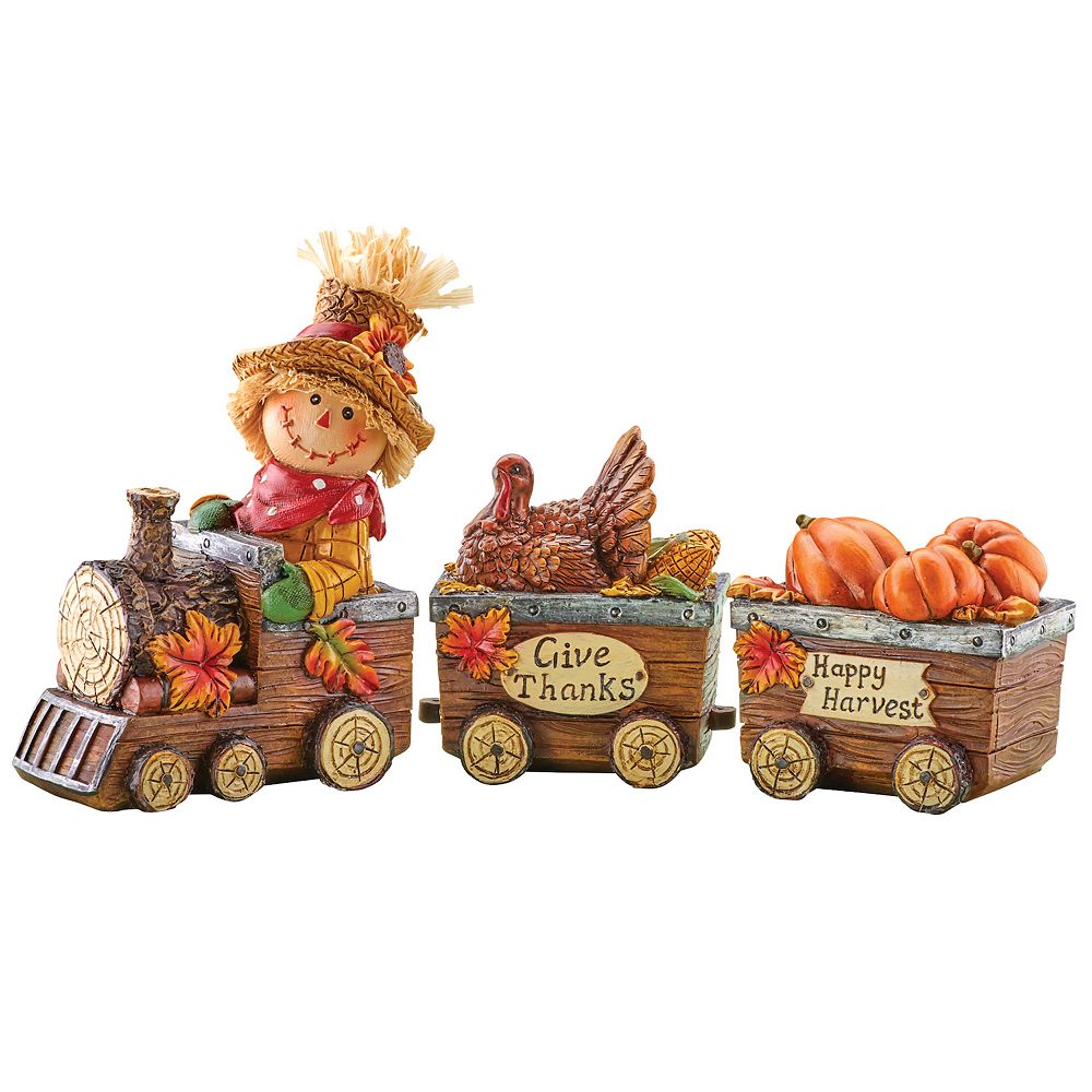 Collections Etc Hand-painted Scarecrow Harvest Train - Set Of 3
