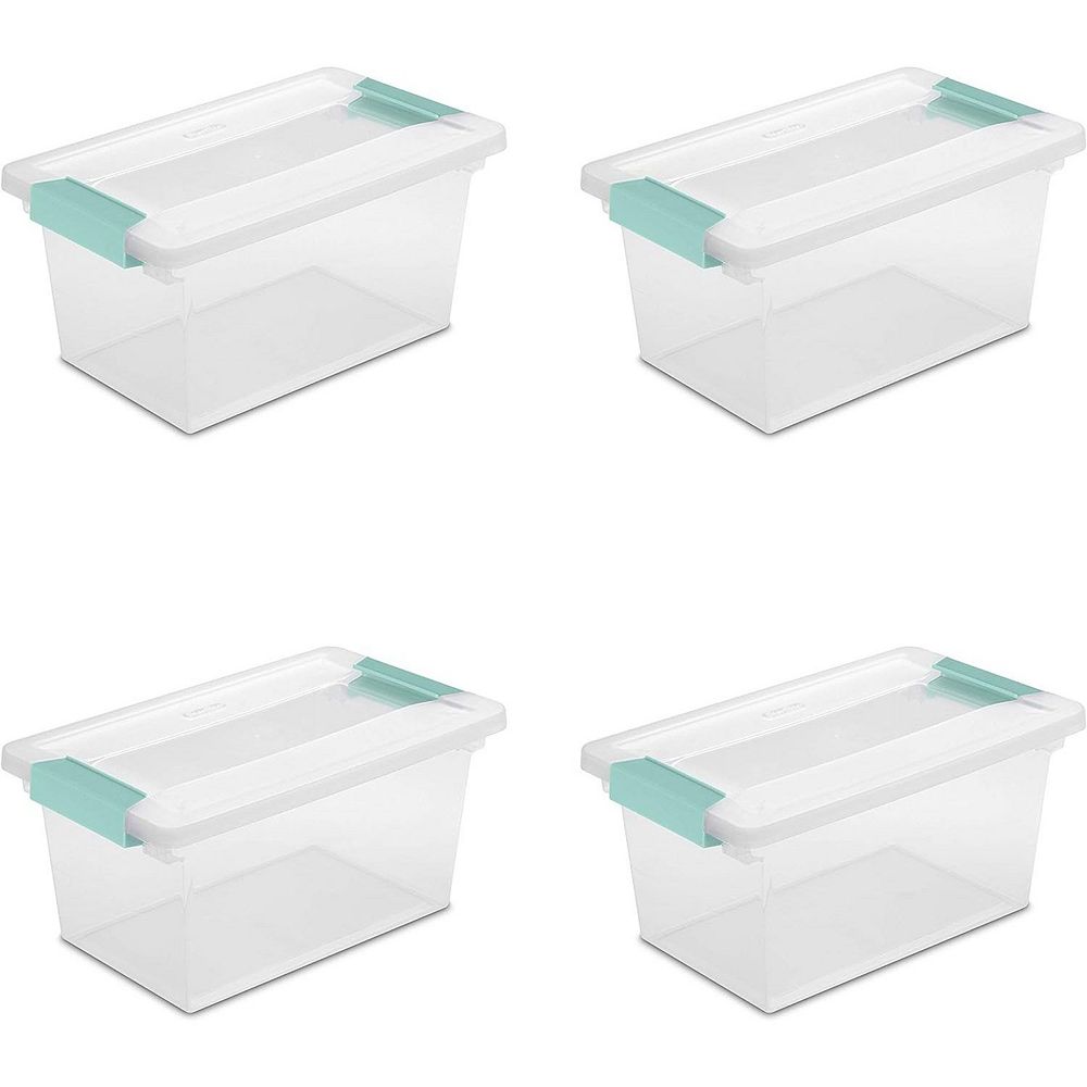 4-piece Plastic Medium Clip Storage Box With Latching Lid