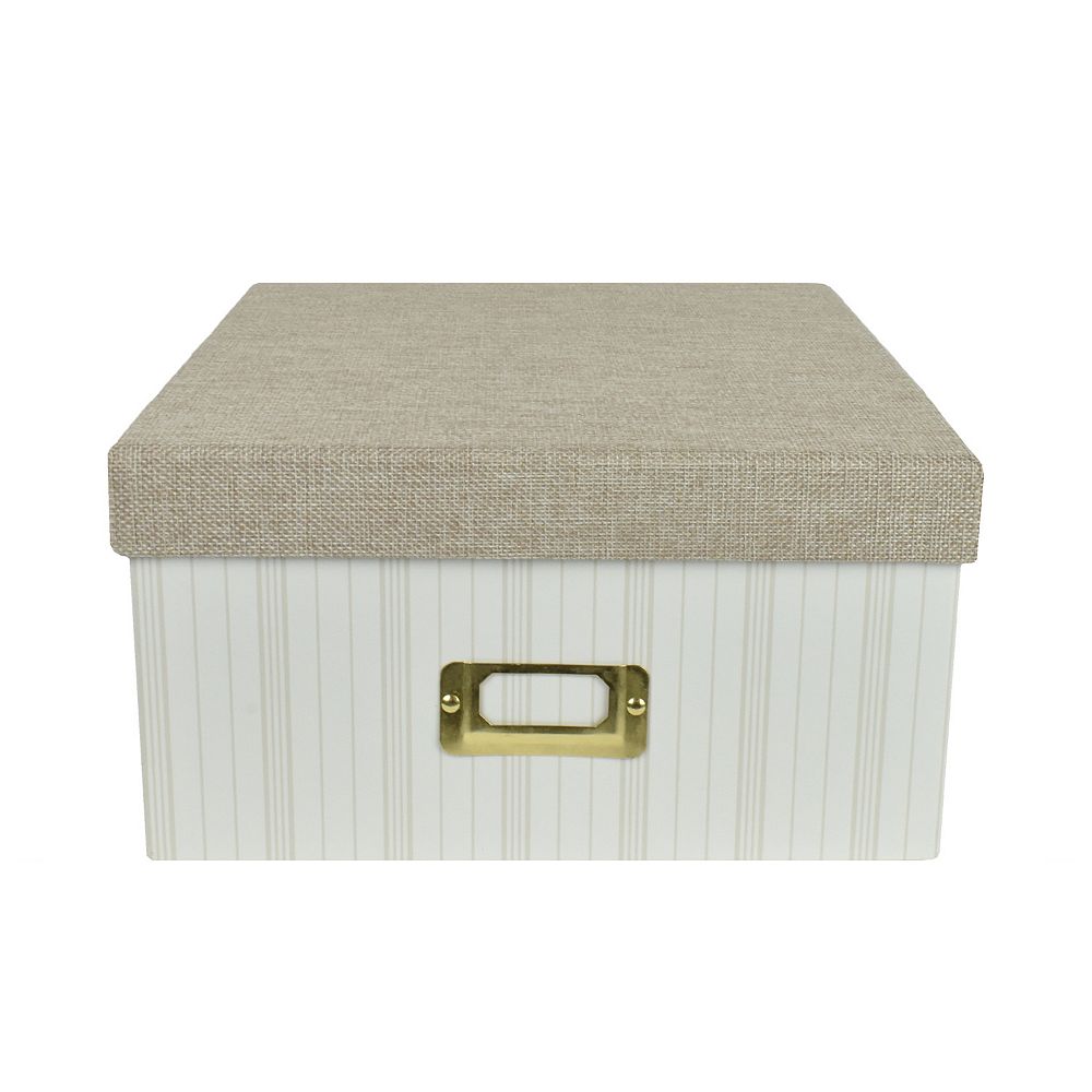 Small Burlap Lid Striped Paper Storage Box
