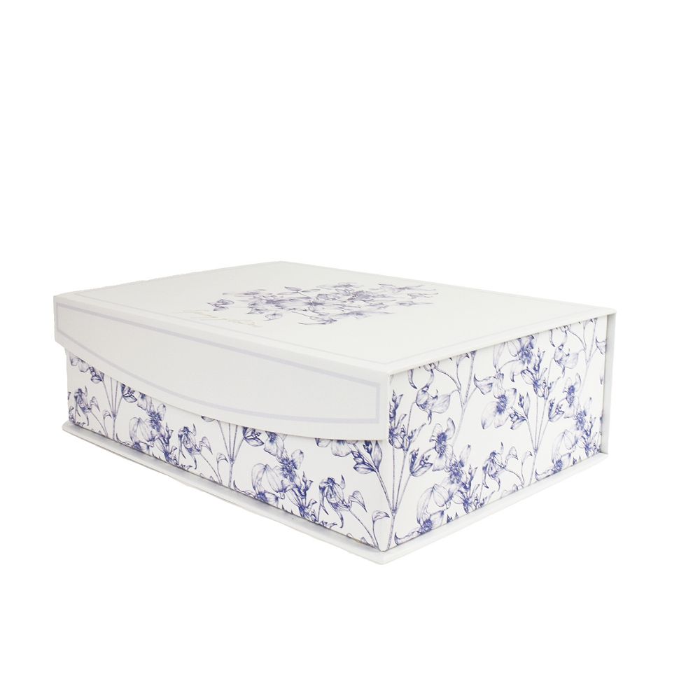 Small Blue Floral Hinge Paper Storage Box