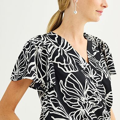Women's Nine West Banded Flutter Sleeve V-Neck Top