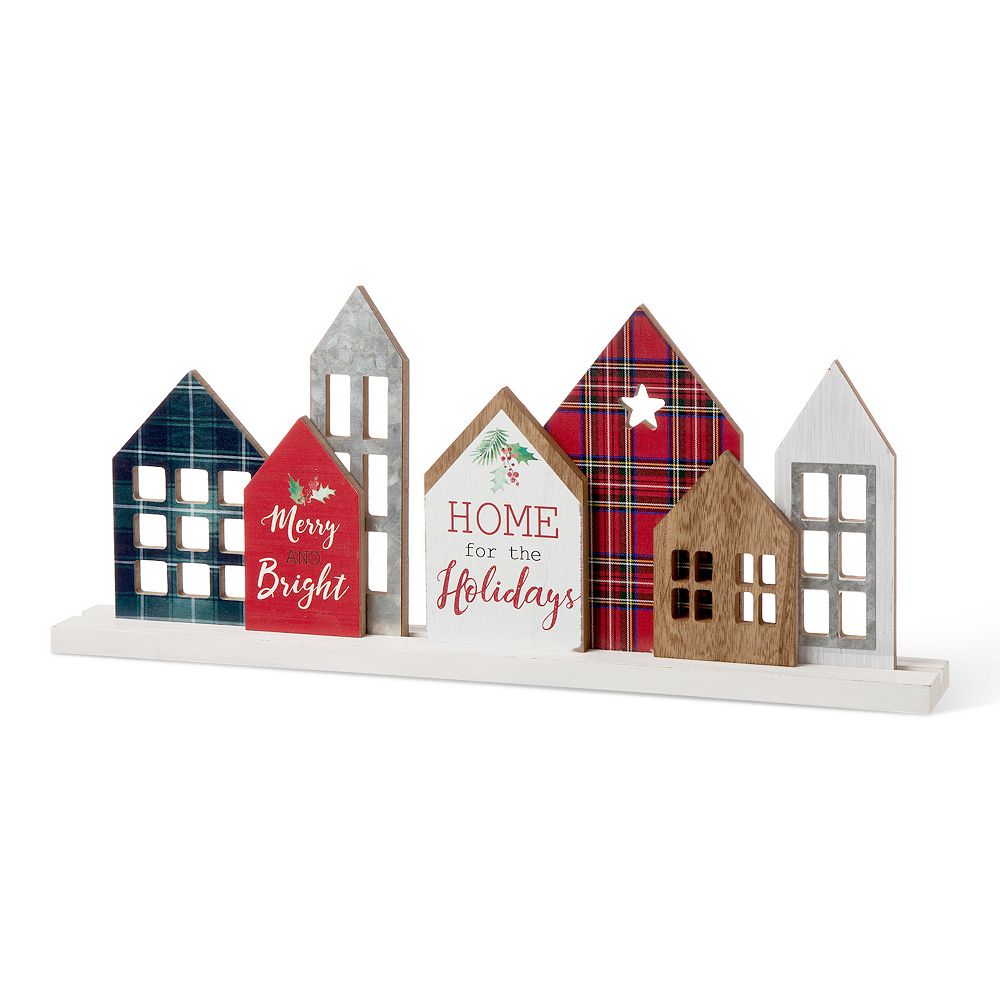 Glitzhome 20" L Christmas Wooden Tabletop Decor, House Christmas Wooden ...