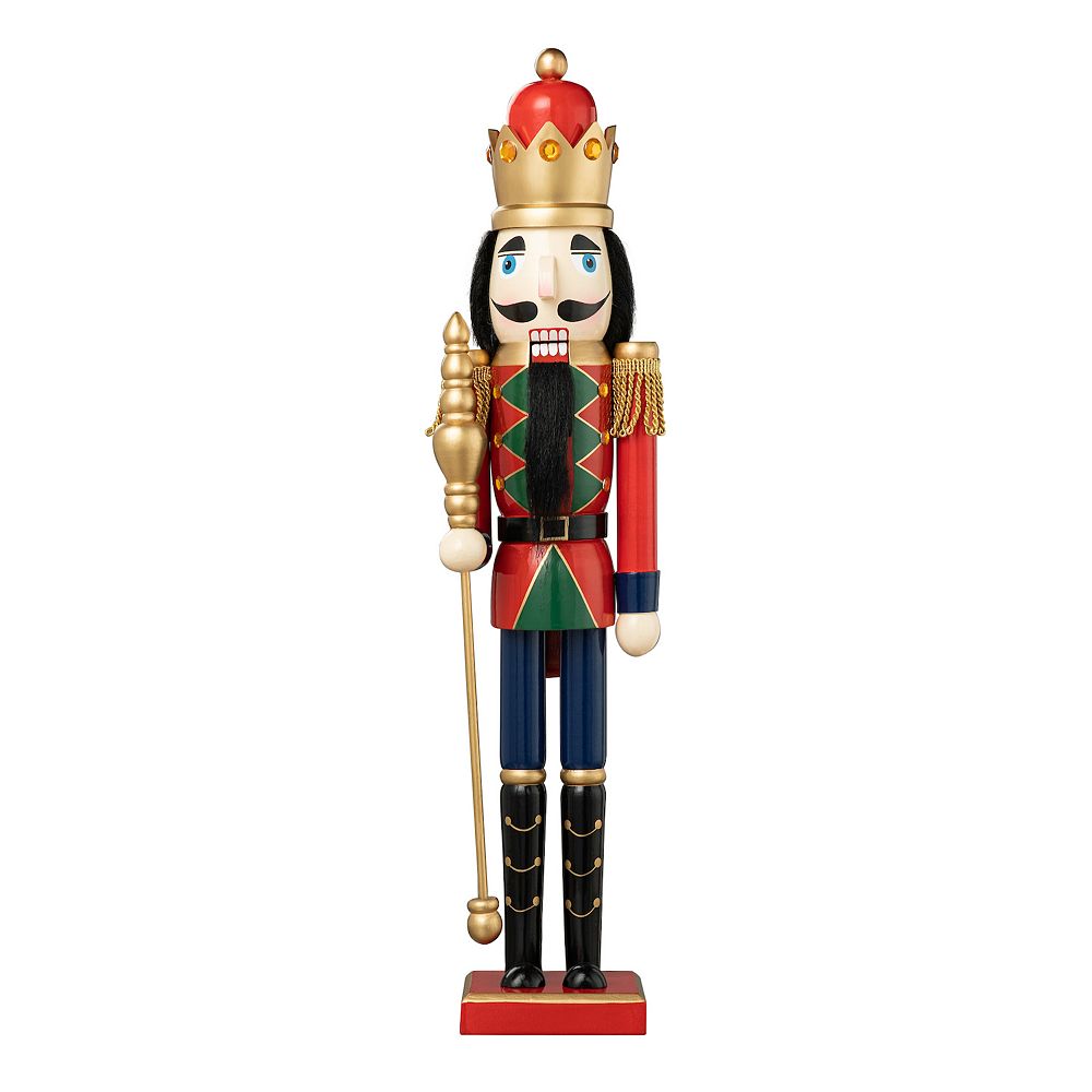 Glitzhome 24"h Wooden Standing Nutcracker Decor, Christmas Nutcracker ...
