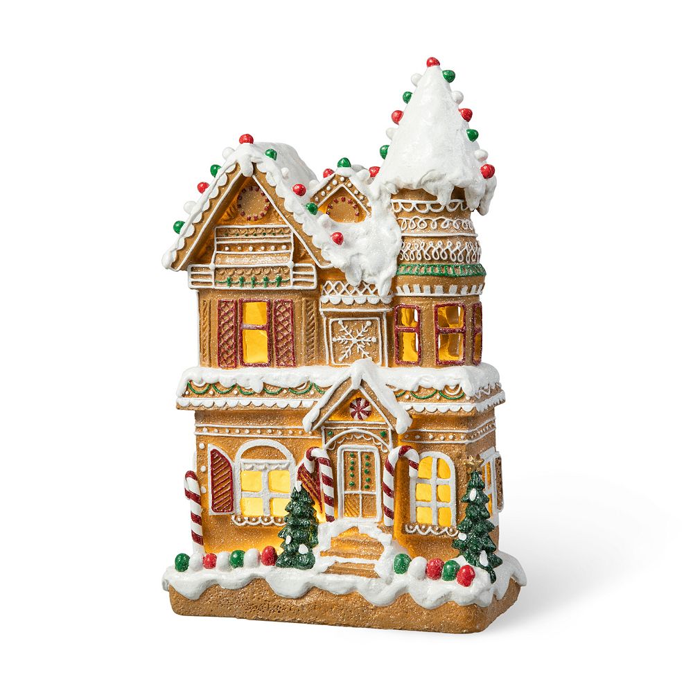 Glitzhome 12"h Gingerbread House Table Decor, Resin Lighted Christmas ...