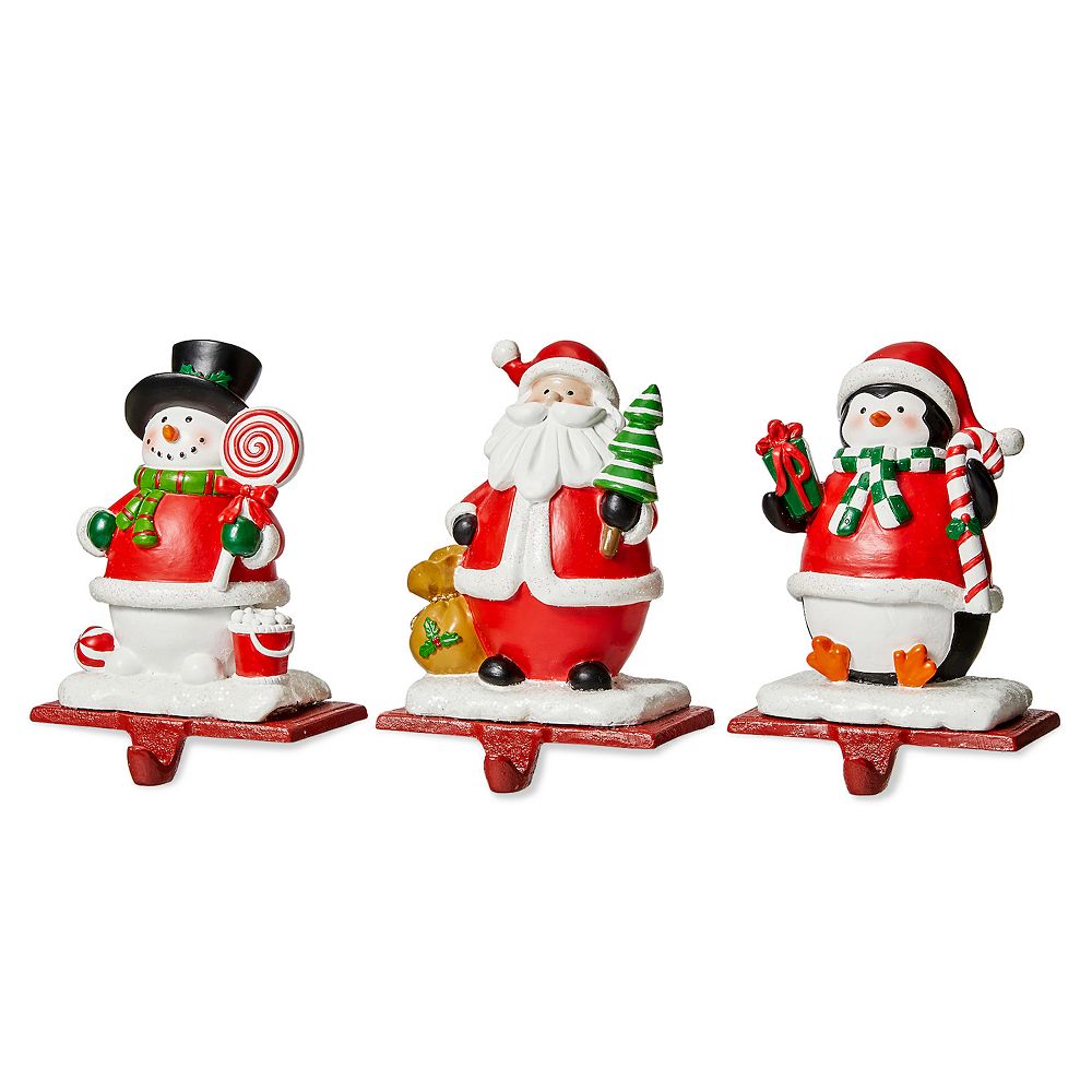 Glitzhome 3 Pcs Santa Snowman Penguin Stocking Holder, 6.5 Inch Xmas ...