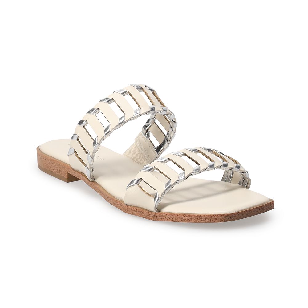 BCBGeneration Lemah Women's Woven Double Band Slide Flat Sandal