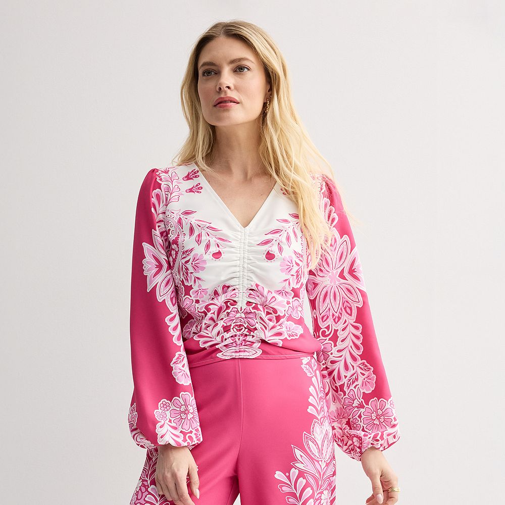 Women's INTEMPO™ Cinched Border V-Neck Top