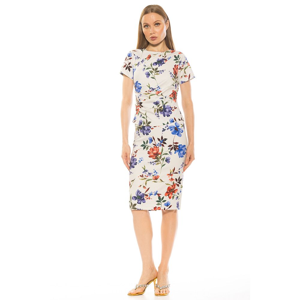 Women's ALEXIA ADMOR Robin Crewneck Draped Midi Dress