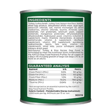 Nutrisource Turkey And Rice With Wholesome Grains Wet Canned Dog Food ...