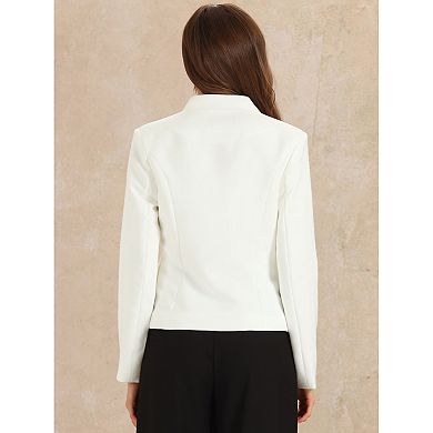 Business Casual Blazer For Women's Stand Collar Long Sleeve Button Work ...