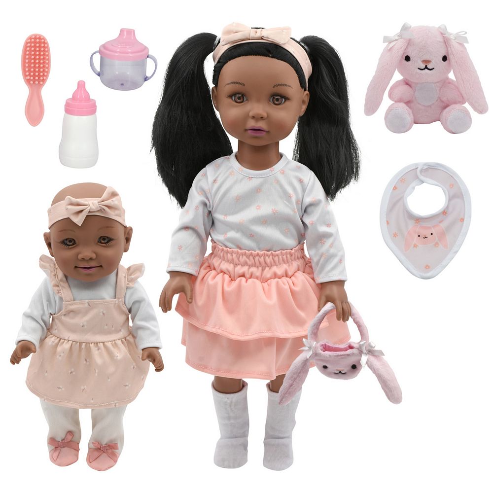 New Adventures Little Darlings: 18"/12" Sweet Sisters Dolls AA Bunny Set