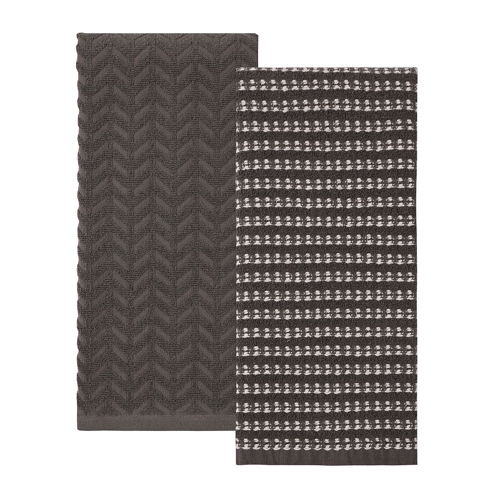 Mingle & Co. 2-Pack Waffle Stripe Kitchen Towel Set