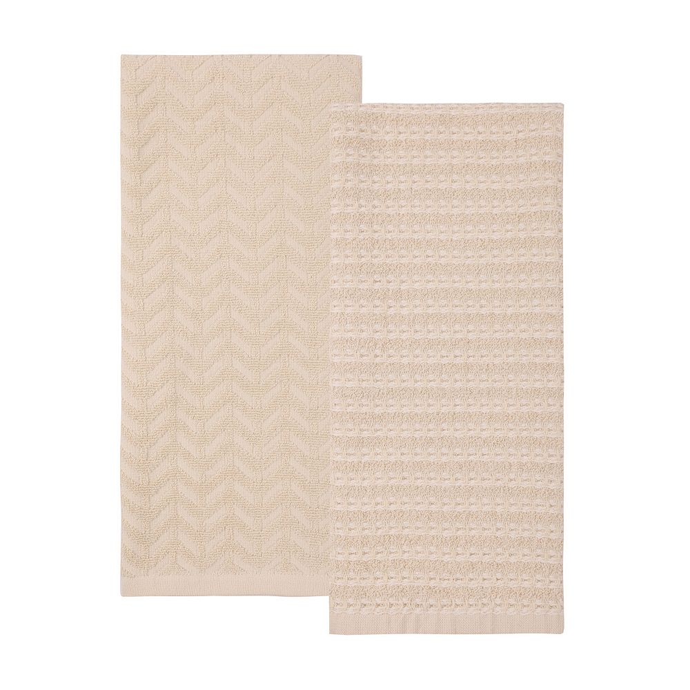 Mingle & Co. 2-Pack Waffle Stripe Kitchen Towel Set