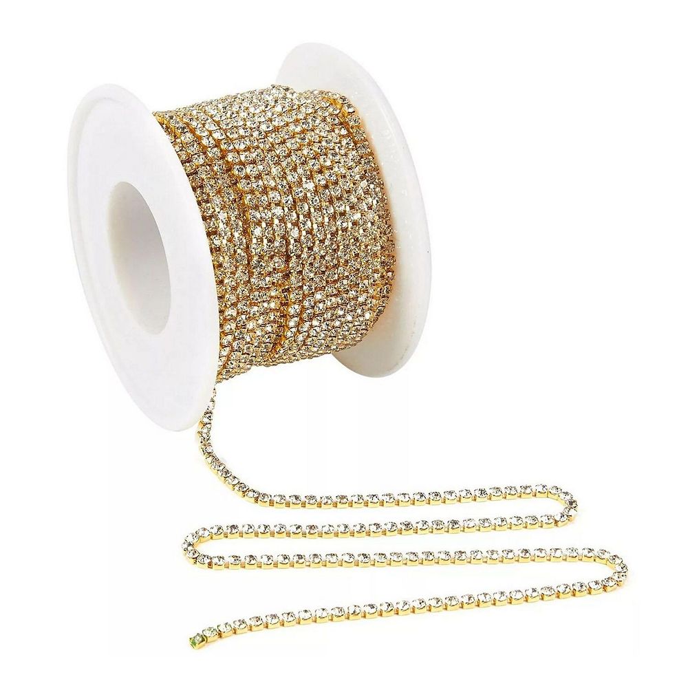 11 Yards Rhinestone Chain Gold Trim String Diy Crafts 2mm
