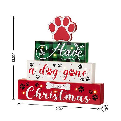 Glitzhome 12"h Lighted Wooden Block Word Sign