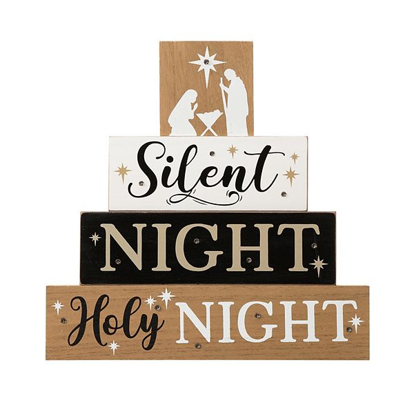 Glitzhome 12"h Lighted Wooden Block Word Sign