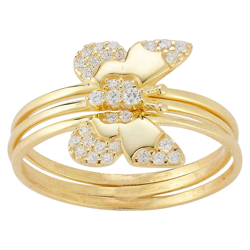 Sunkissed Sterling Cubic Zirconia Butterfly Ring Set