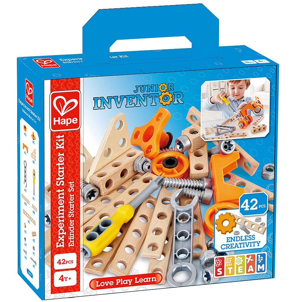 Hape: Junior Inventor: Experiment Starter Kit 42-pc. Wooden Building Toy