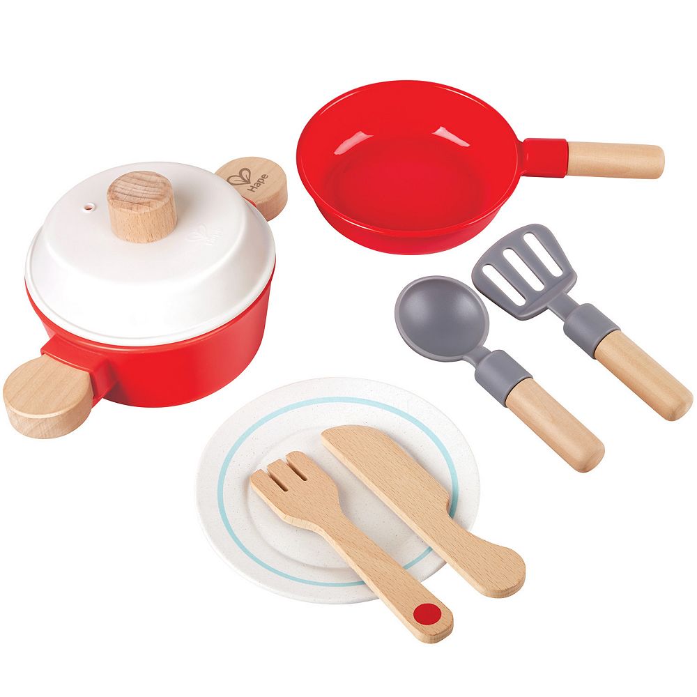 Hape: Little Chef Cook & Serve Set 8-pc. Wooden Kitchen Toy Playset