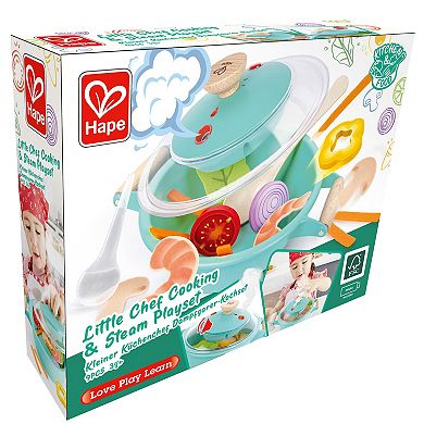 Hape: Little Chef Cooking & Steam 9-pc. Teal Wooden Kitchen Food Toy