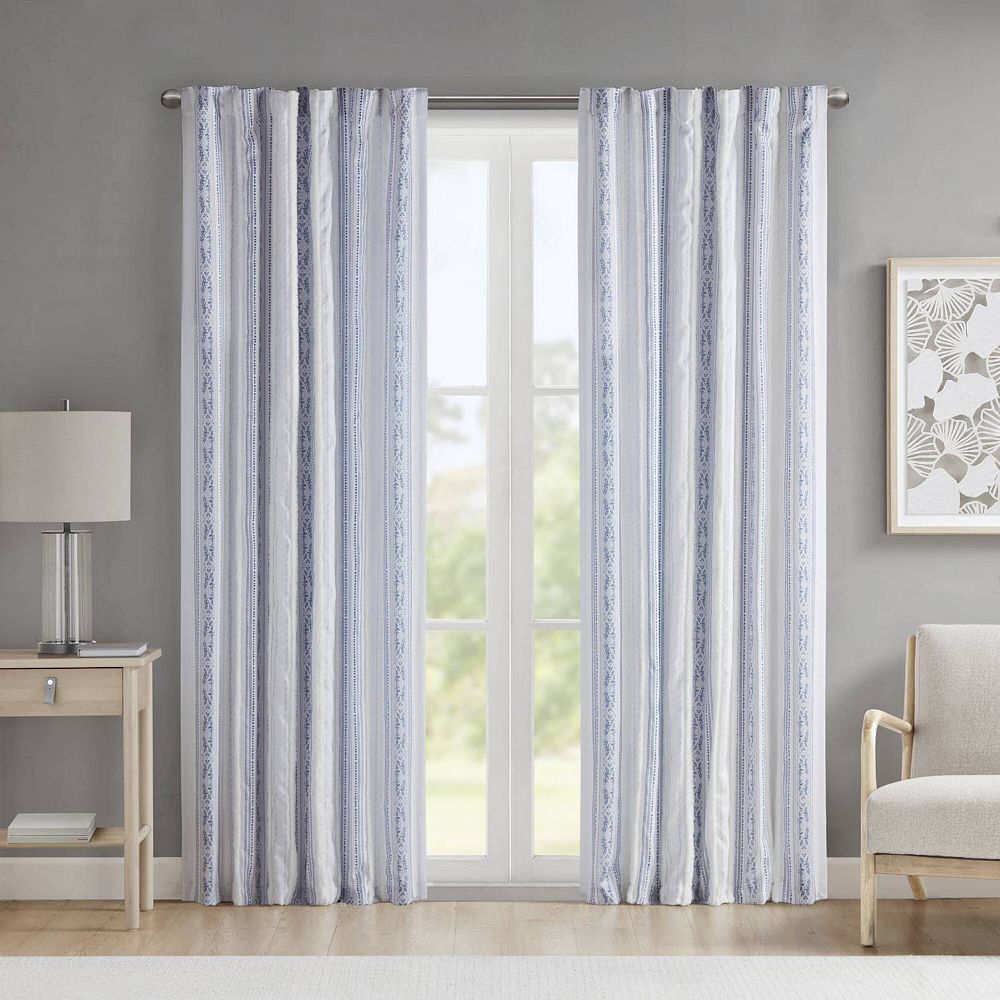 Madison Park Isabella 1-Panel Printed Window Curtain with Tufted Stripe ...