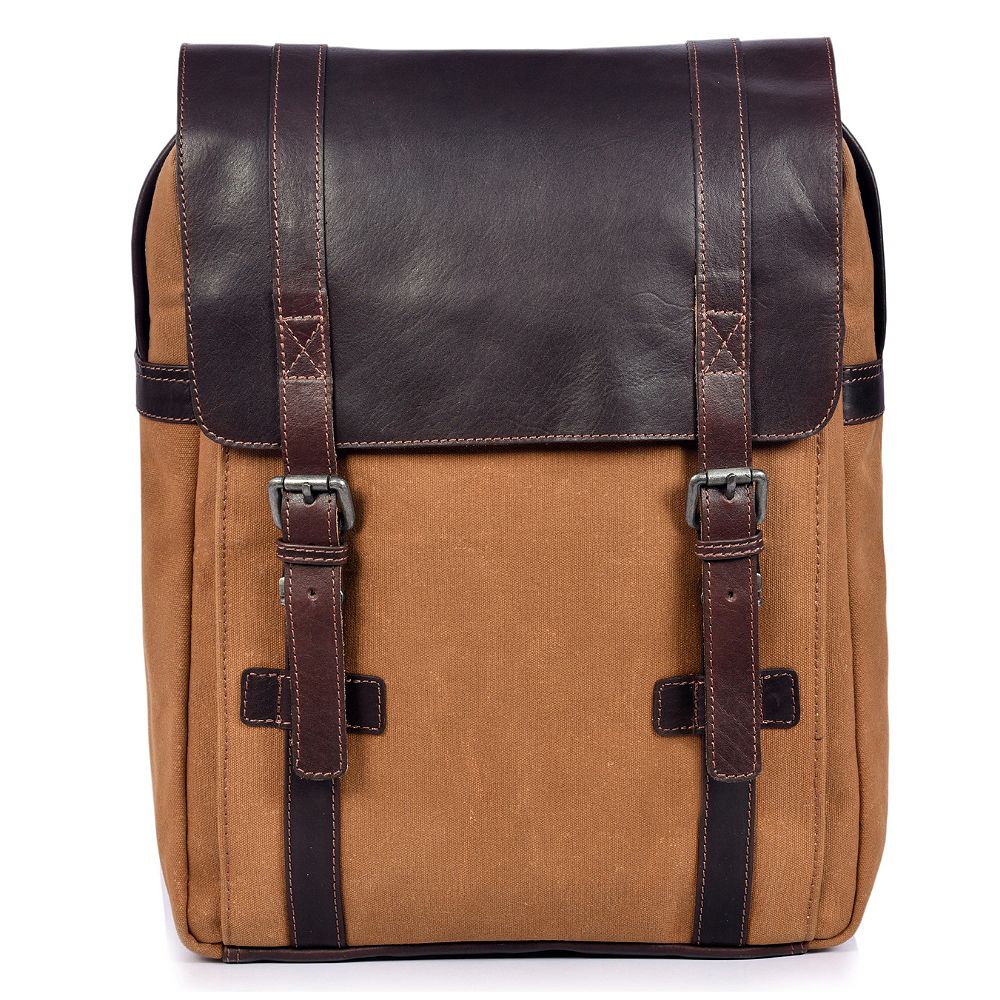 Waxed Canvas and Leather Laptop Backpack for Men Vintage Rolltop ...
