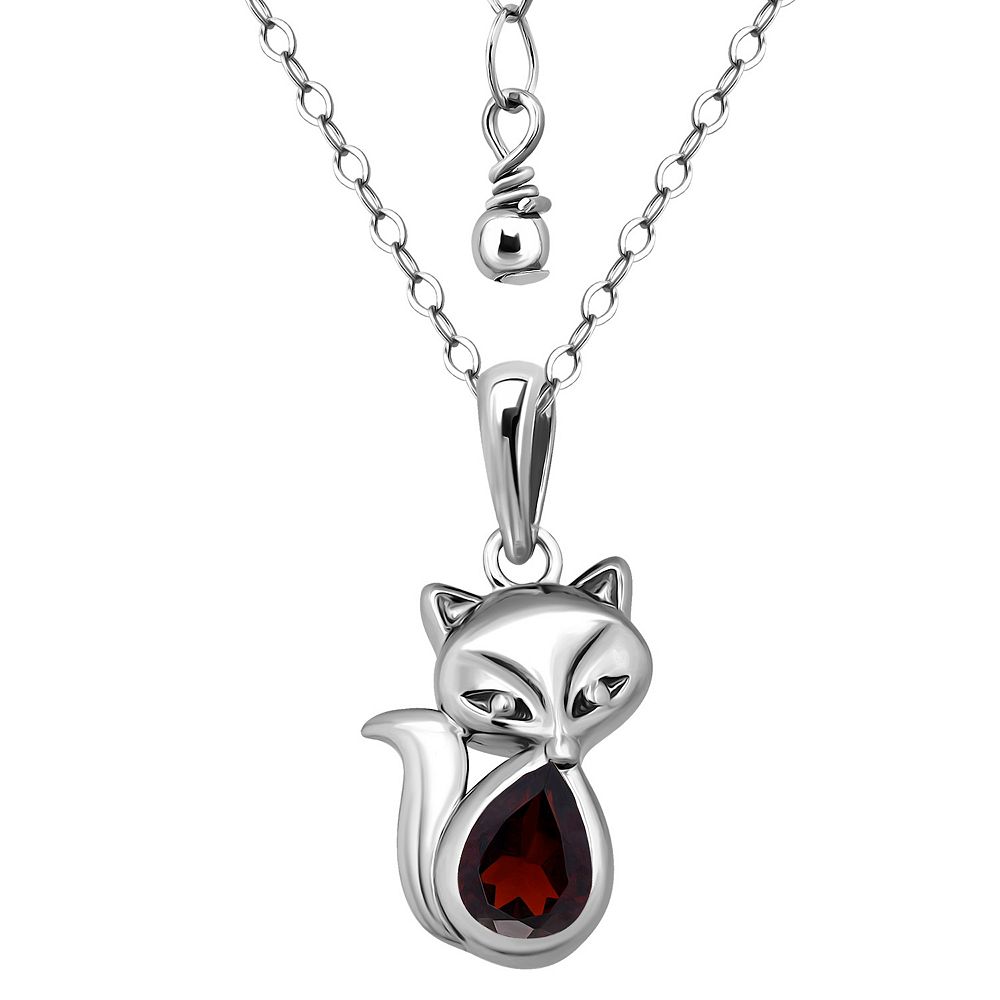 Aleure Precioso Sterling Silver Fox Pendant Necklace