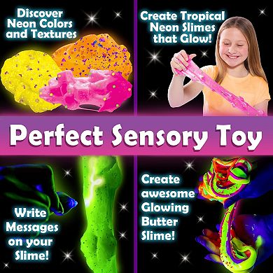 Tropical Glow in The Dark Slime Kit to Make Neon Slime, Ideal Holiday Gift