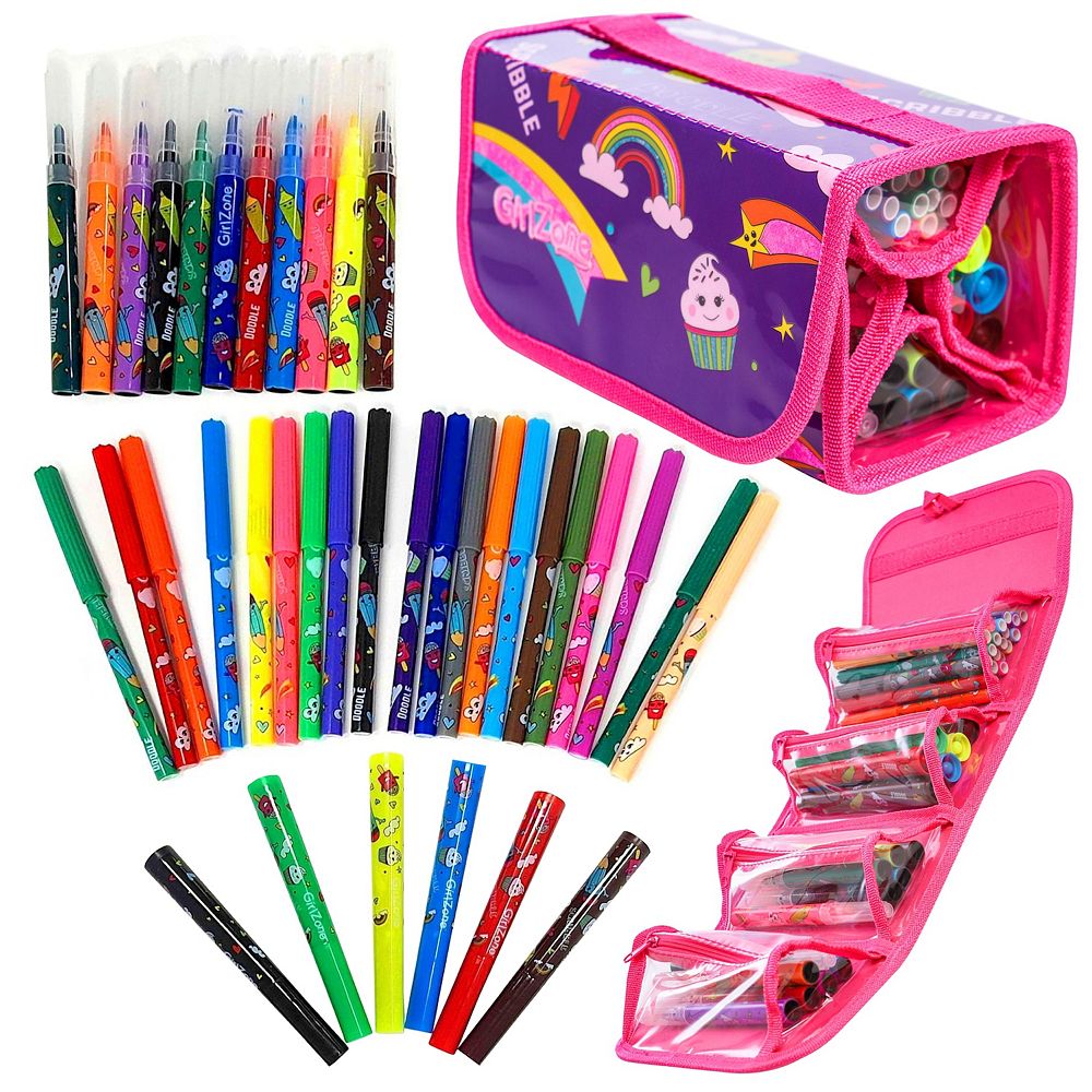 38Piece Fruit Scented Washable Markers Set with Rainbow Pencil Case Art ...