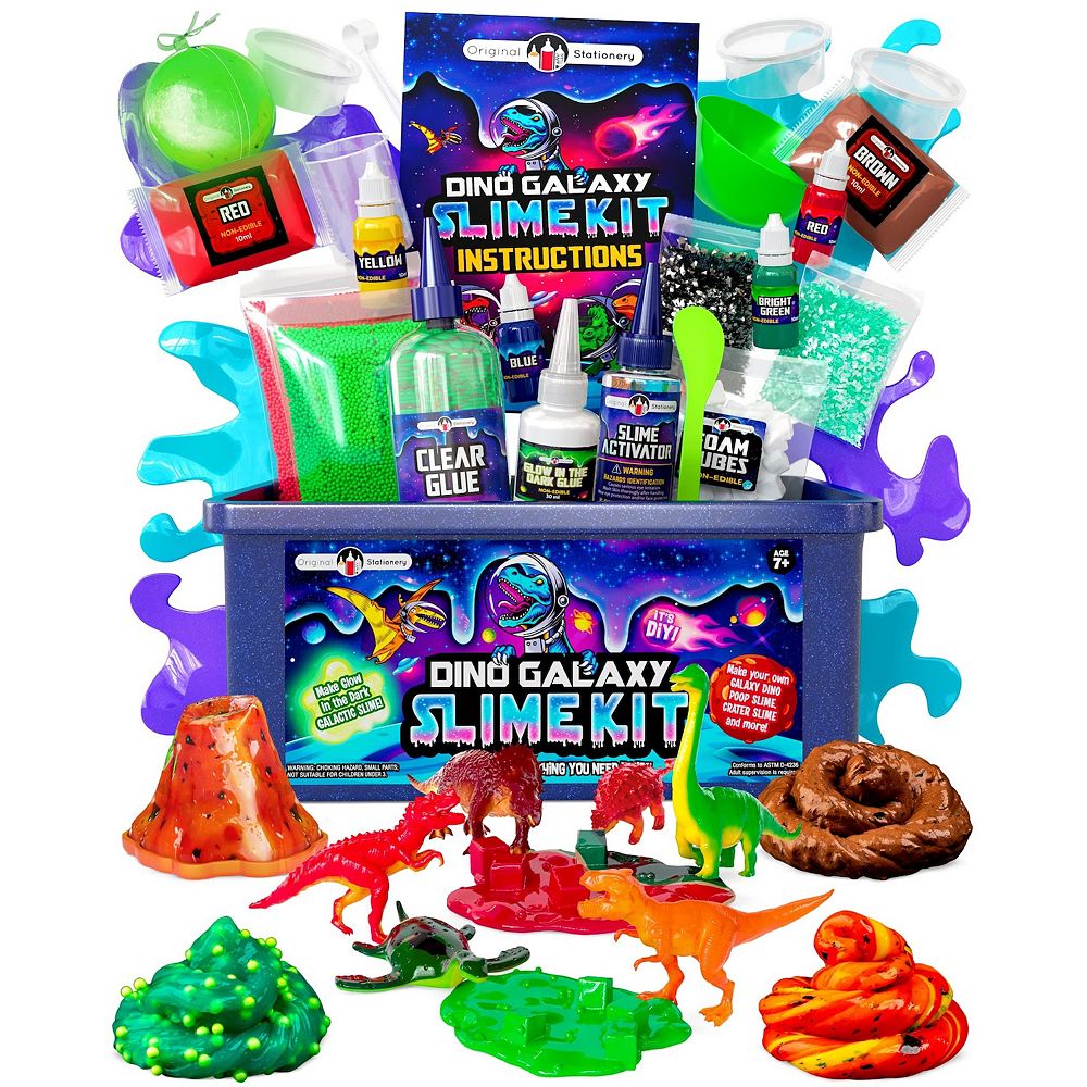 Dino Galaxy Slime Kit with Dino Toys, Glow in the Dark, Ideal Holiday Gift