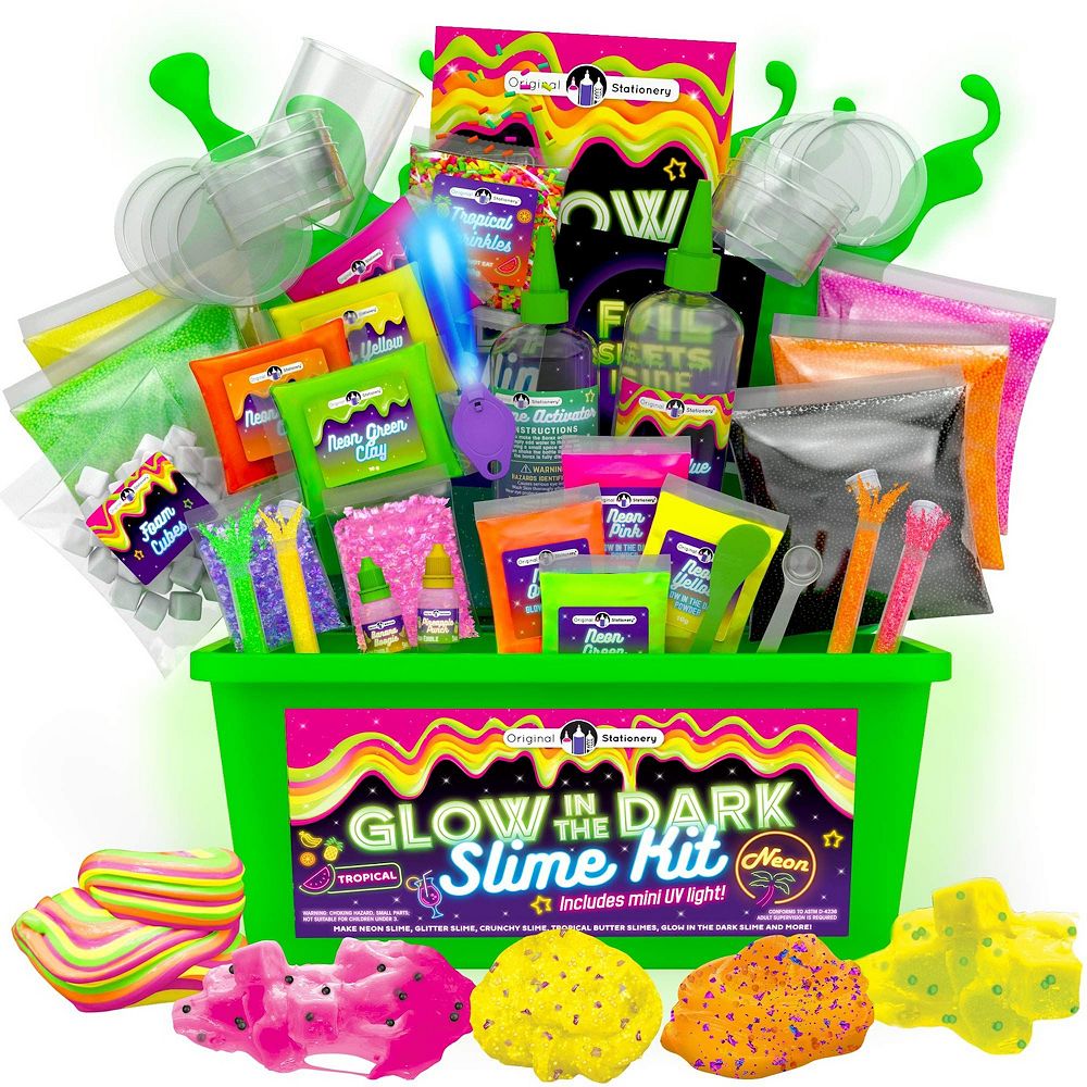 Glow In The Dark Slime Kit To Make Neon Slime, Floam And Jelly Cube Slime