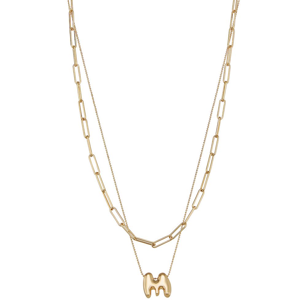 Nine West Puffy Initial Pendant Layered Necklace