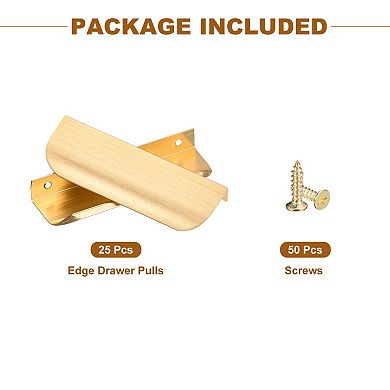 25 Pack Finger Edge Pull Cabinet Concealed Handles 96mm Hole Center